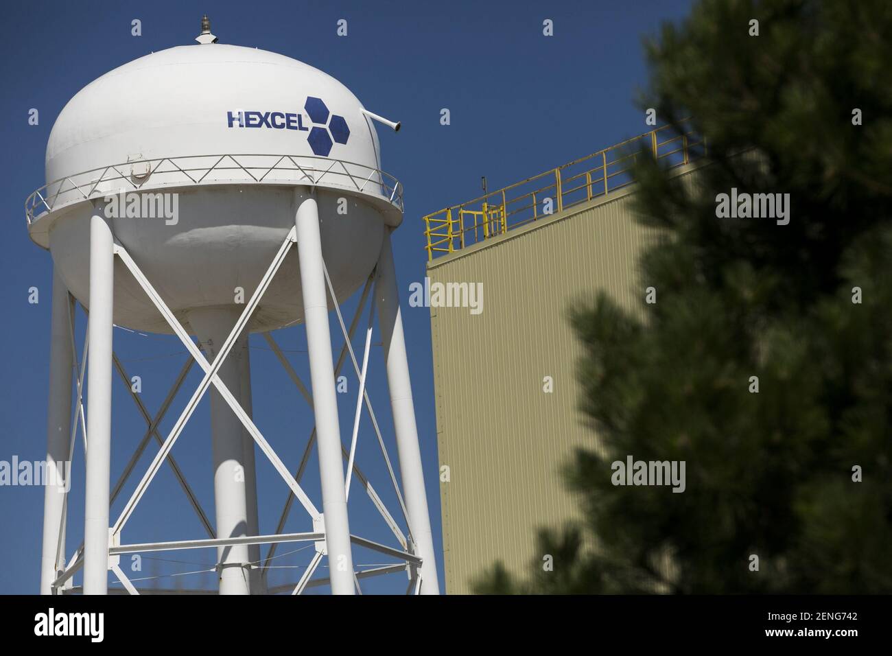 A logo sign outside of a facility occupied by the Hexcel Corporation in ...