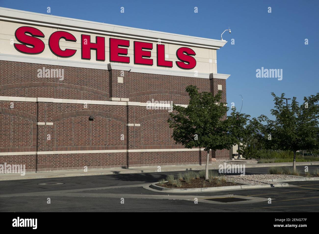A logo sign outside of a Scheels retail store location in Draper, Utah ...