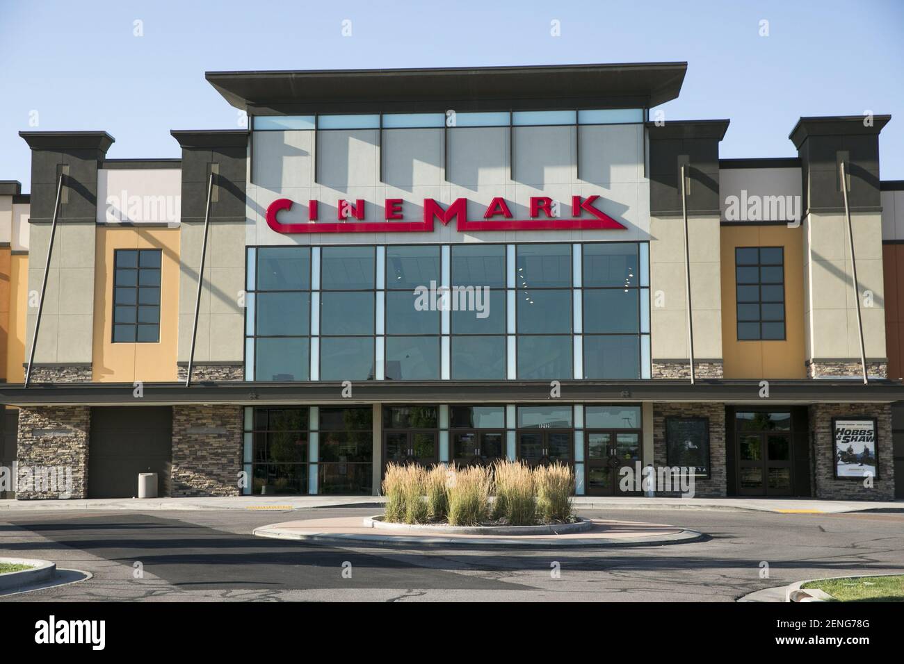 A logo sign outside of a Cinemark movie theater location in Draper ...