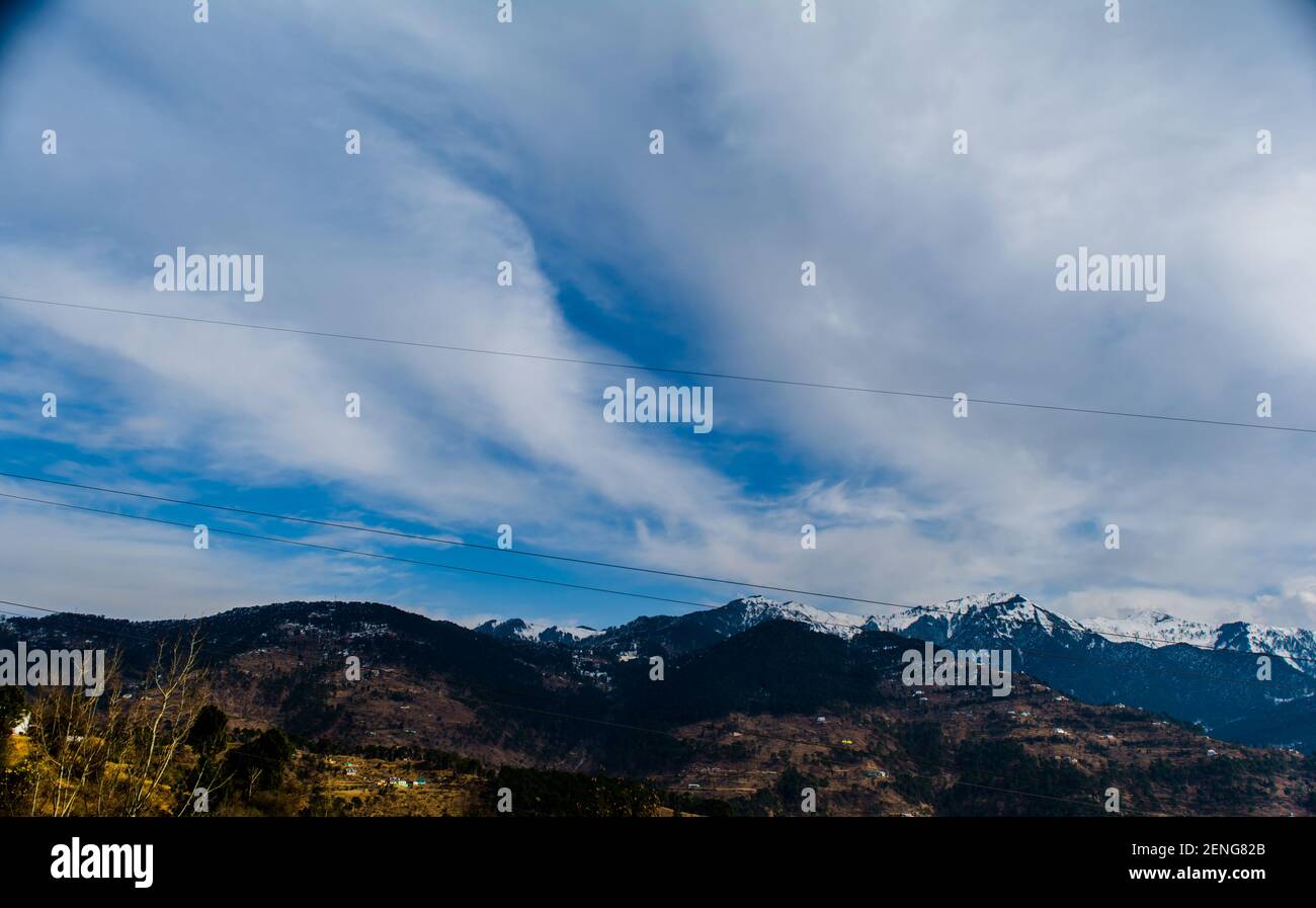 Nathatop and Patnitop cities of Jammu and its park covered with white ...