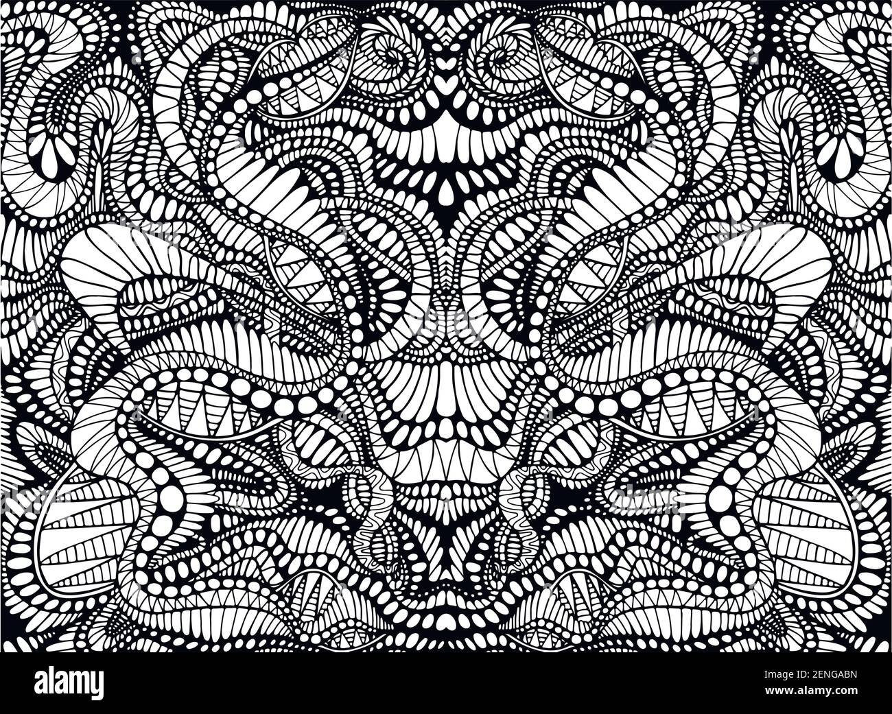 Coloring page abstract pattern, maze of ornaments. Psychedelic stylish ...