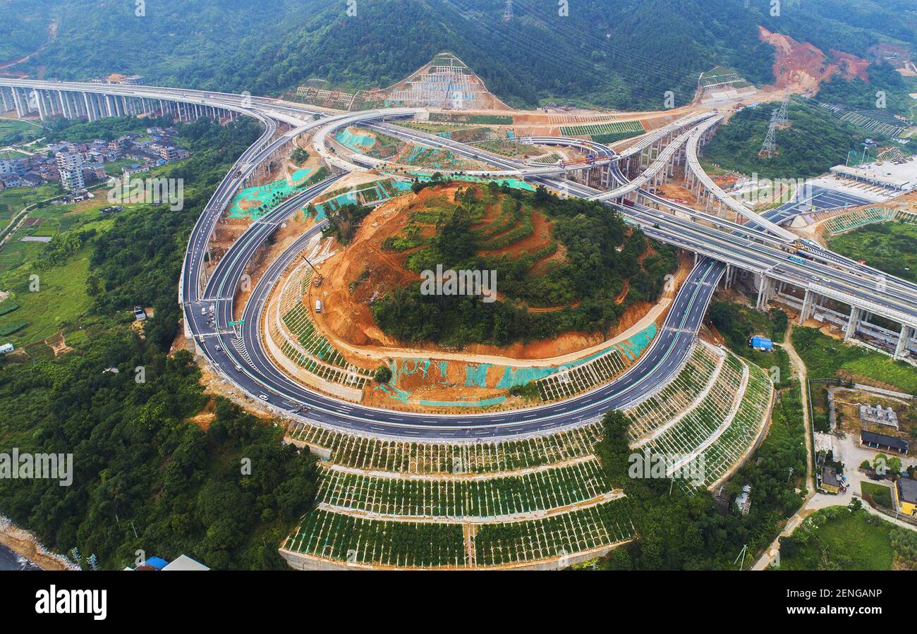 Aerial view of the Liudu overpass on the Ninggu Expressway, which ...
