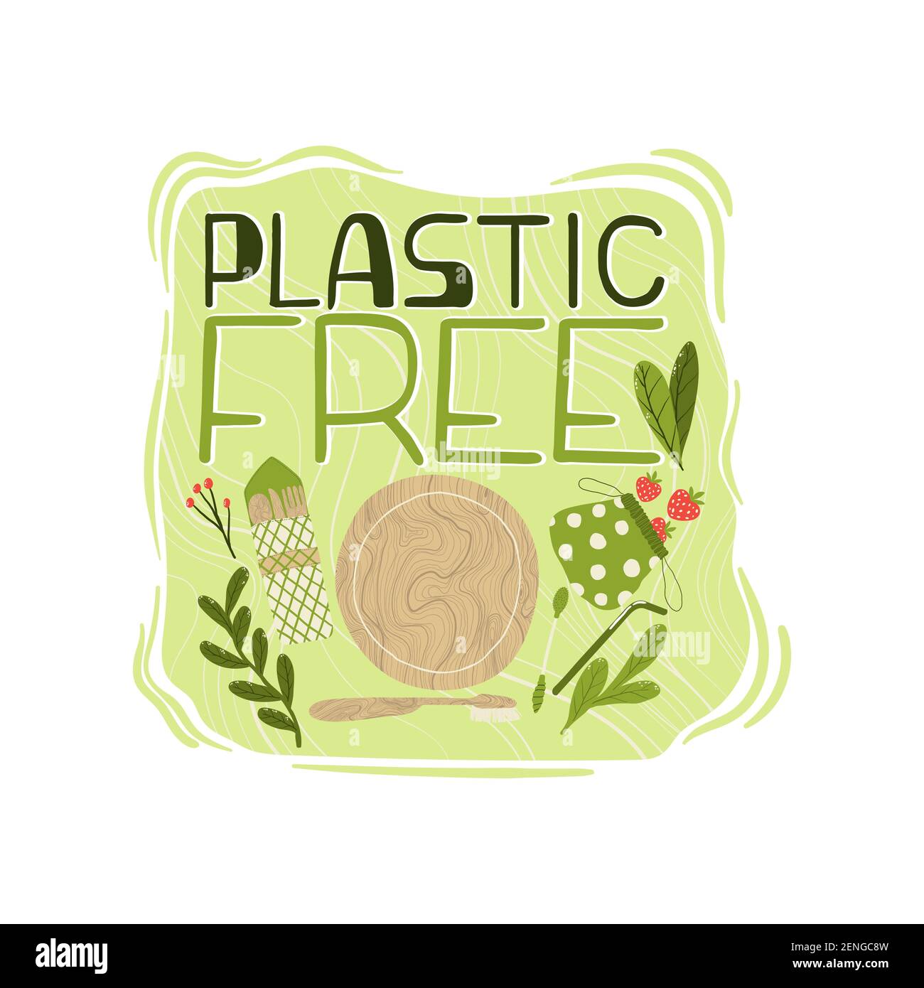 Plastic free lettering card. Plastic free quote slogan. Zero waste ...