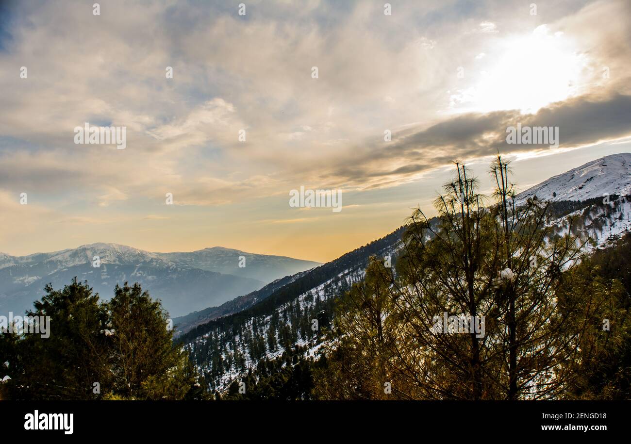 Nathatop and Patnitop cities of Jammu and its park covered with white ...