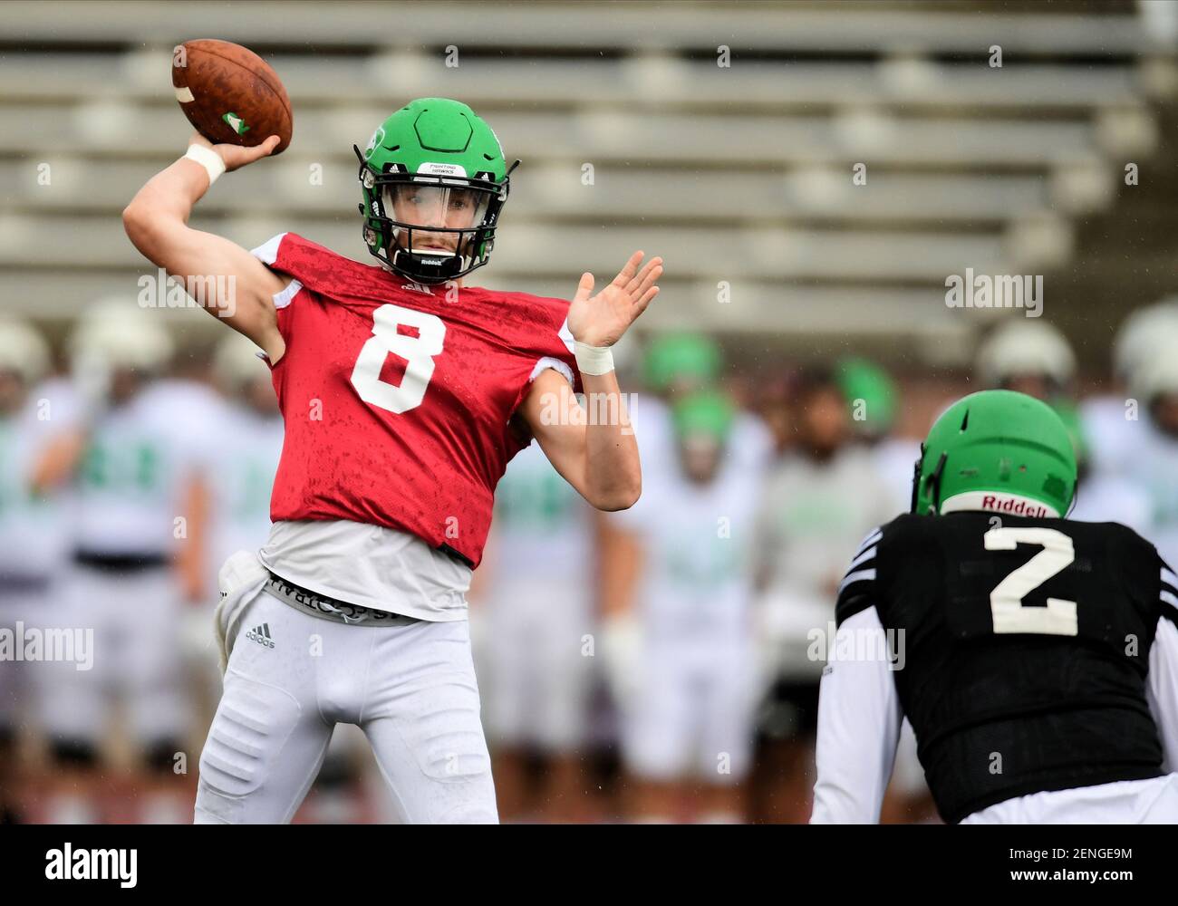 August 15, 2019: University of North Dakota Fighting Hawks quarterback ...