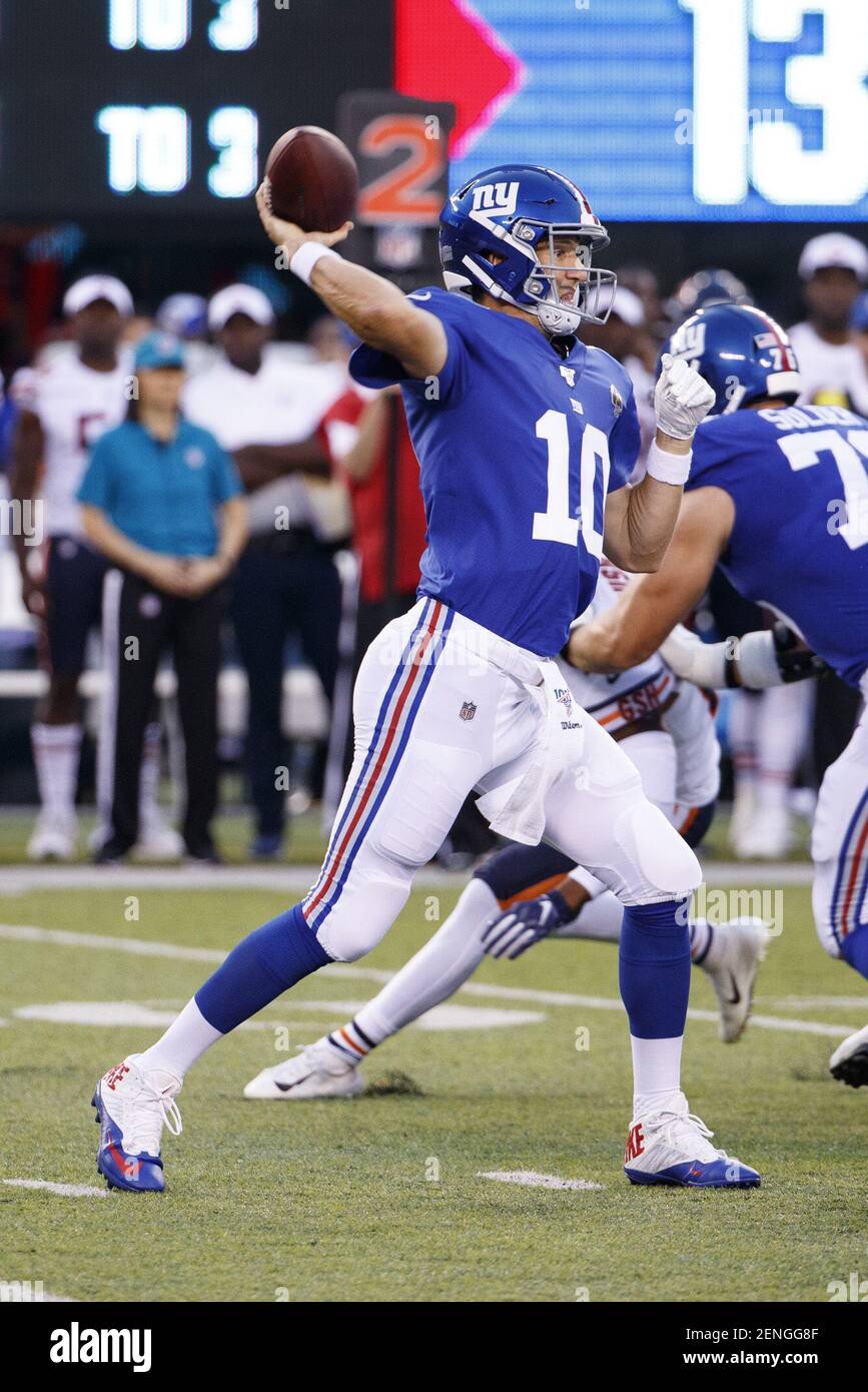 August 16, 2019, New York Giants quarterback Eli Manning (10) in action ...