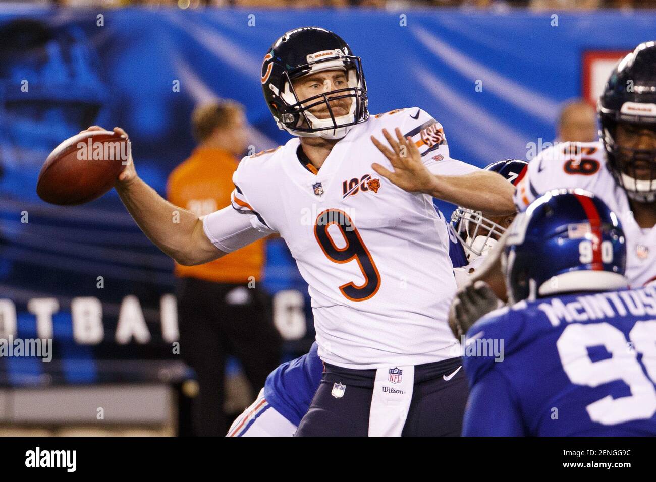 August 16, 2019, Chicago Bears quarterback Tyler Bray (9) in action ...