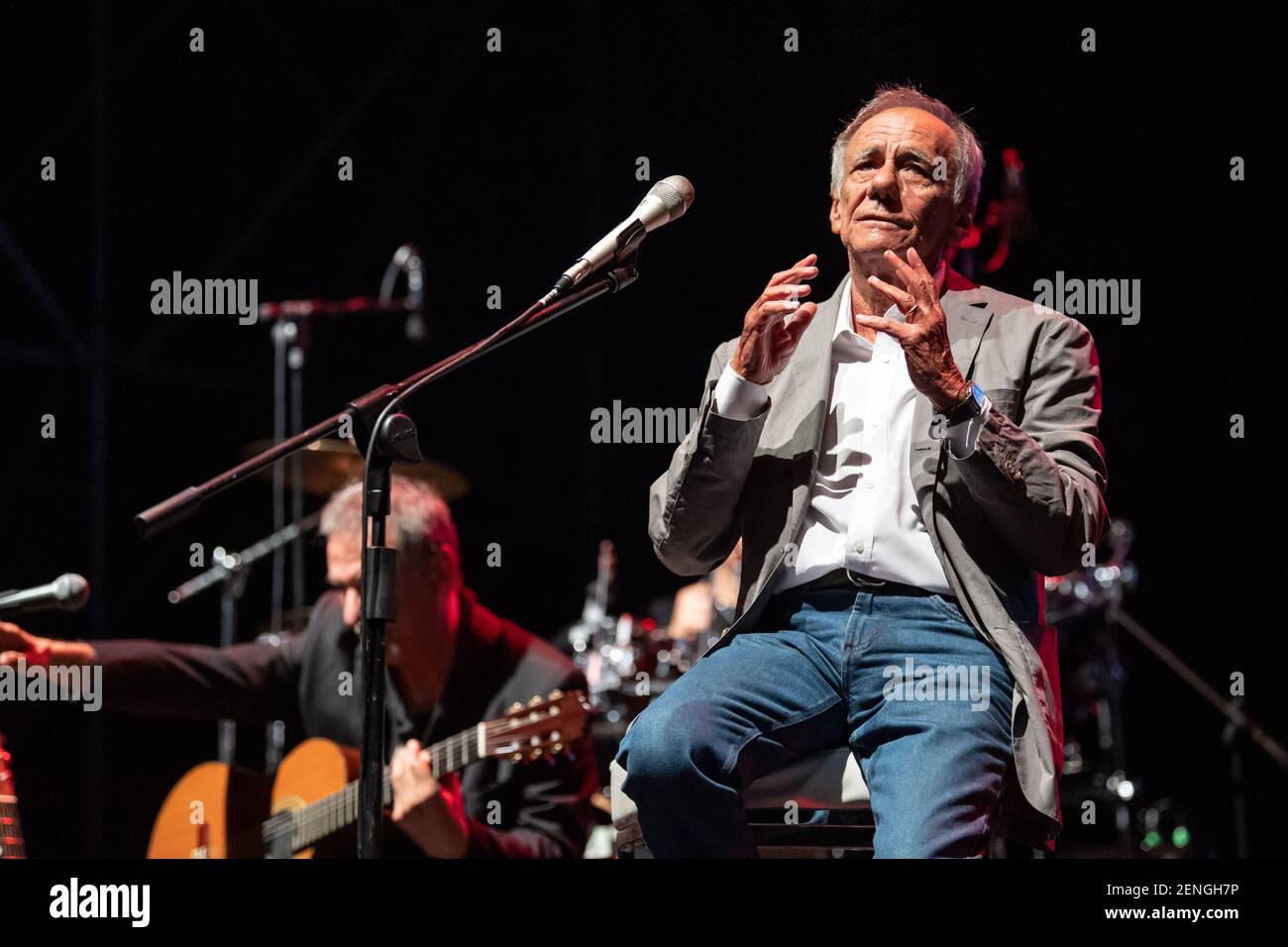 Roberto Vecchioni performs on stage of Villa Bertelli at Forte dei ...