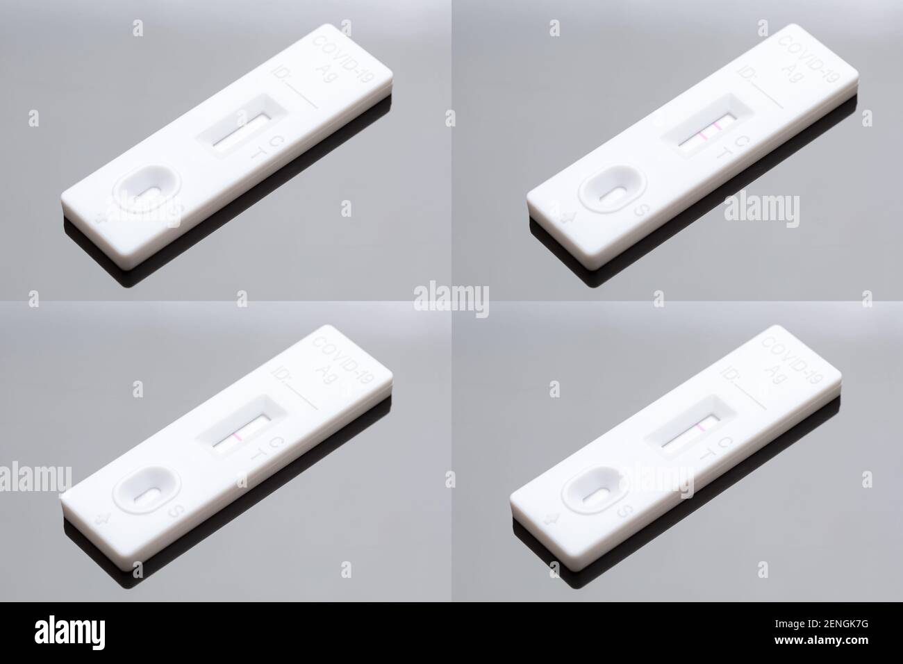 Possible appearances of sars-cov-2 rapid antigen test, from top left ...
