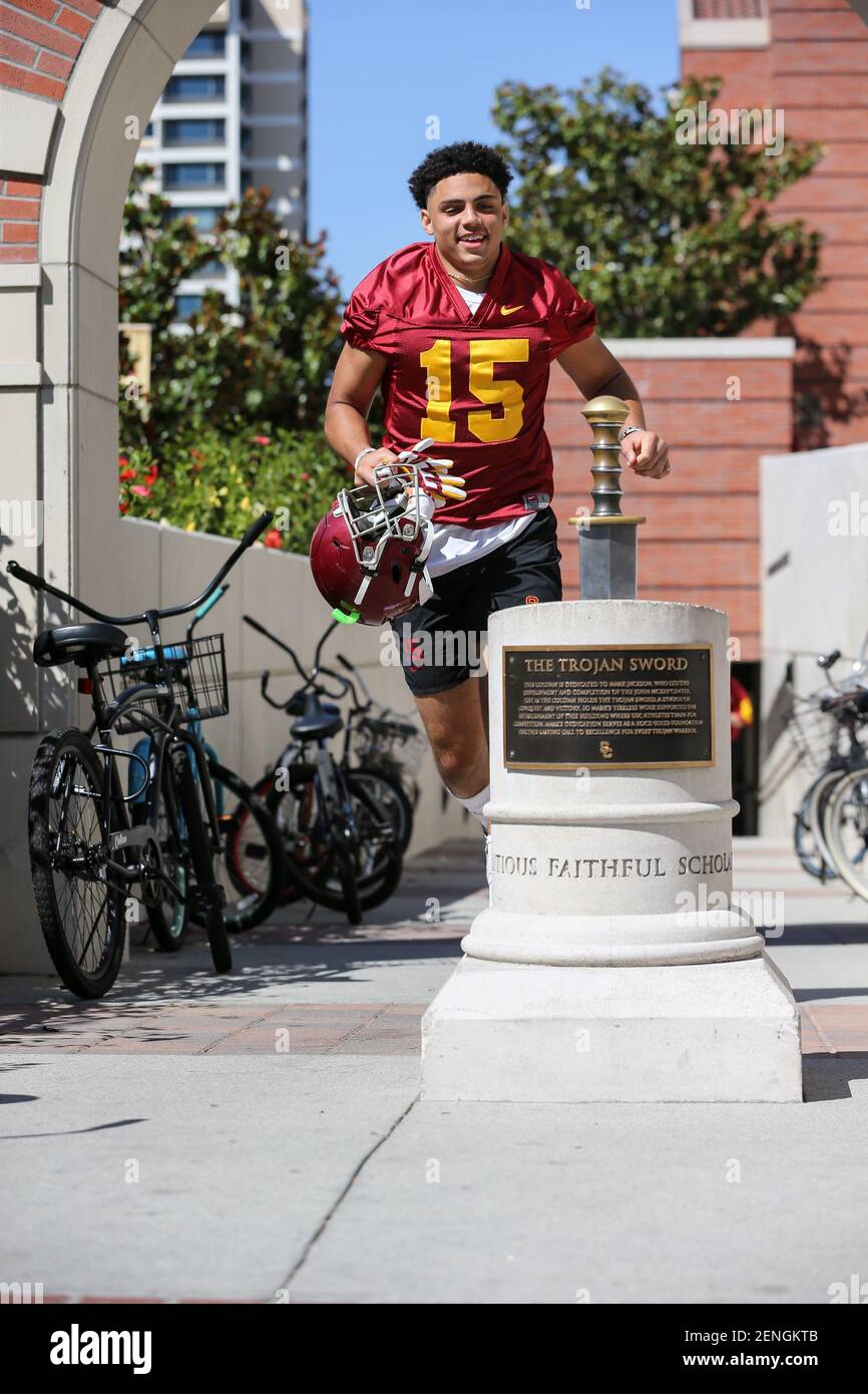 USC Trojans wide receiver Drake London (15) during USC Trojans practice ...