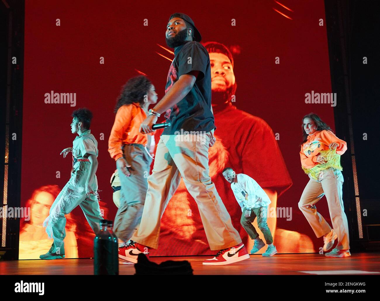 MIAMI, FL - AUG 17: Khalid performs at the American Airlines Arena on ...
