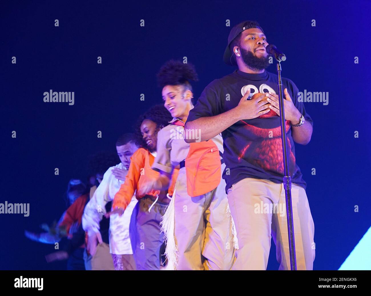 MIAMI, FL - AUG 17: Khalid performs at the American Airlines Arena on ...