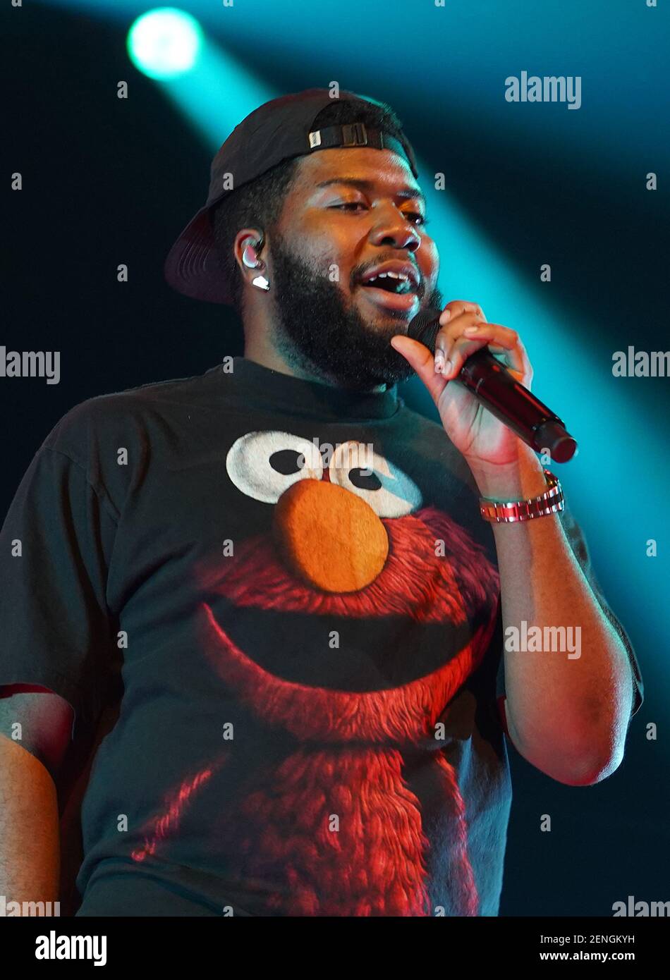 MIAMI, FL - AUG 17: Khalid performs at the American Airlines Arena on ...