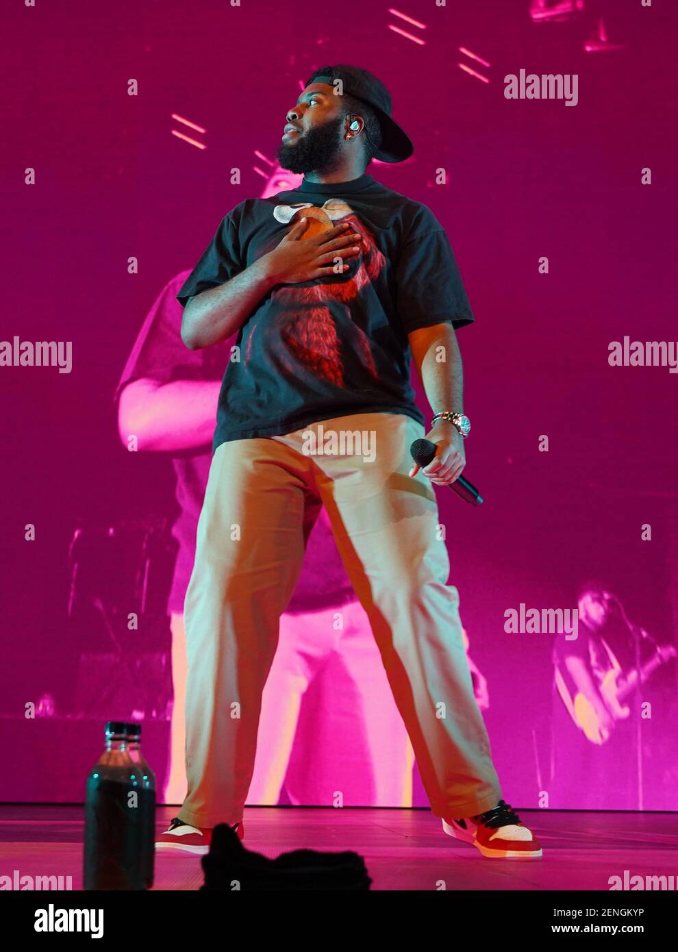 MIAMI, FL - AUG 17: Khalid performs at the American Airlines Arena on ...