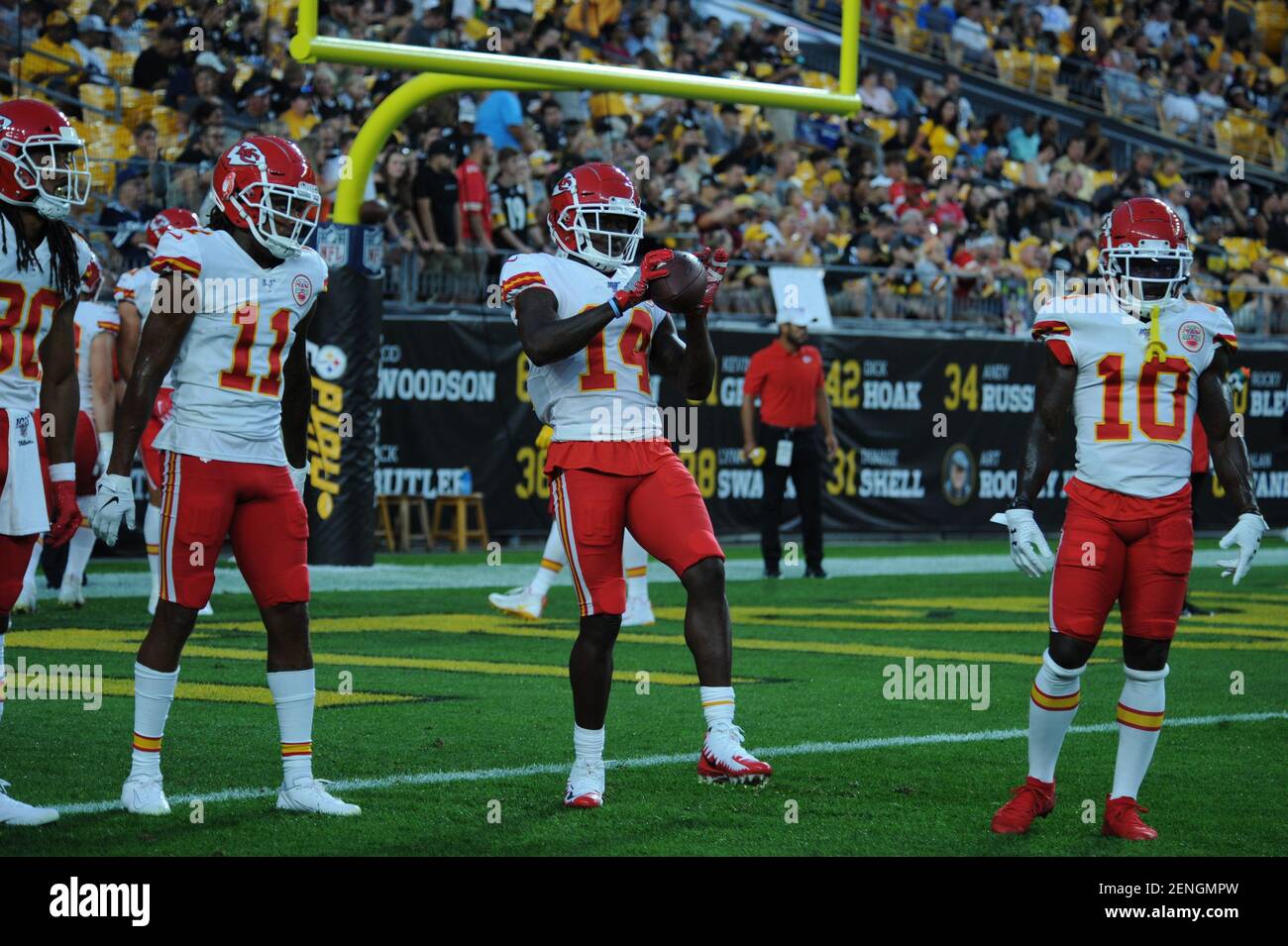 August 17th, 2019: Demarcus Robinson #11, Sammy Watkins #14, Tyreek ...