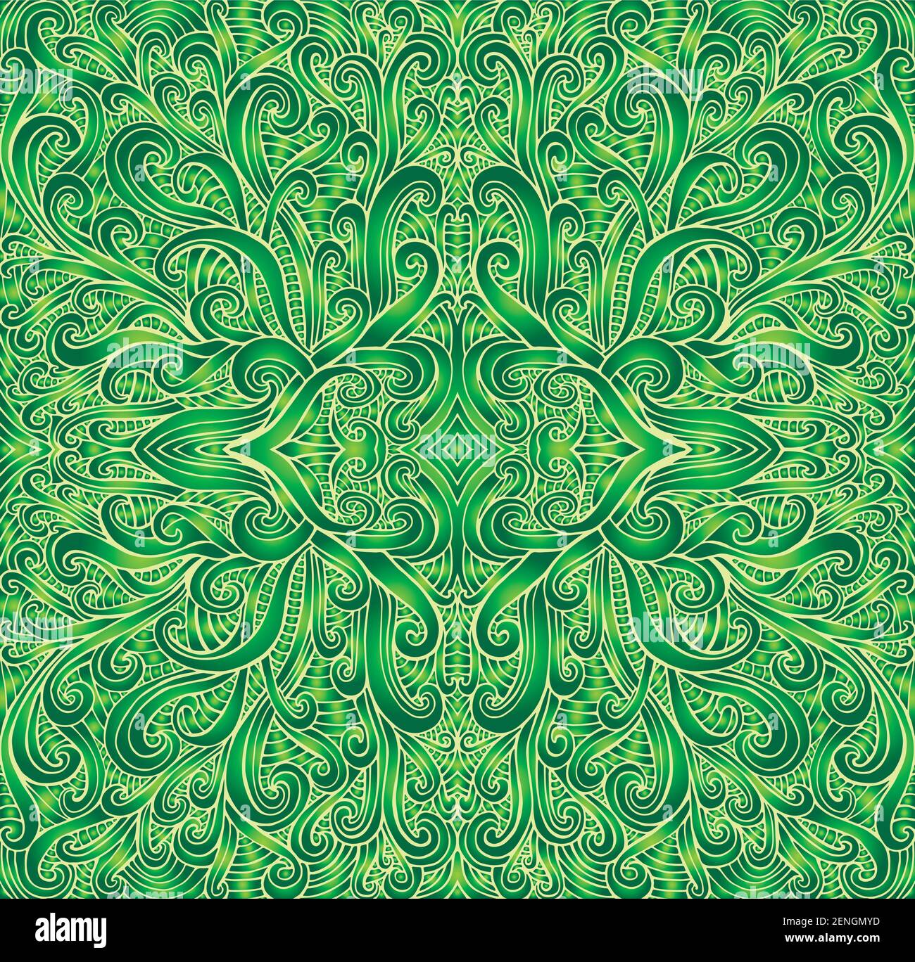 Shamanic fantasy mandala texture. Ethno style. Gradient green and light ...