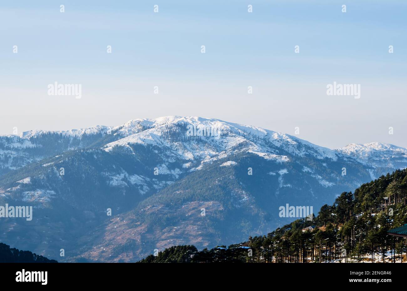 Nathatop and Patnitop cities of Jammu and its park covered with white ...