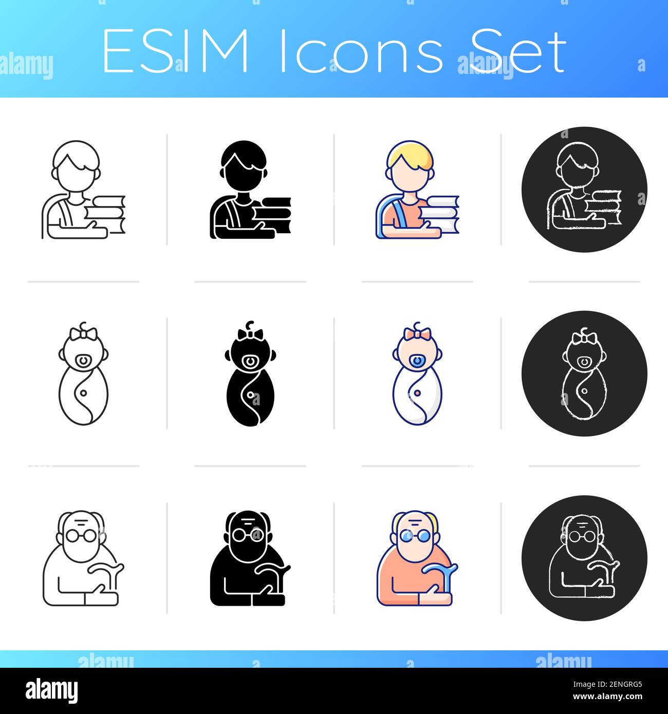 Aging process icons set Stock Vector Image & Art - Alamy