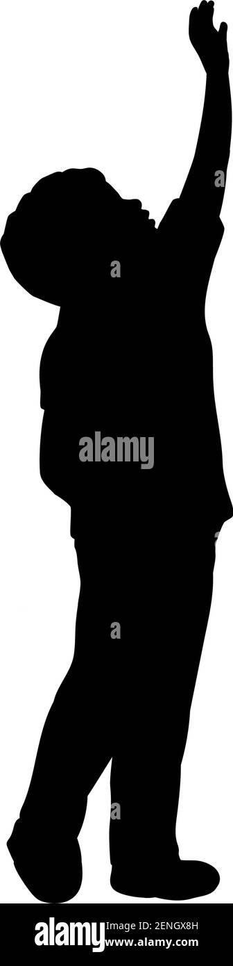 Silhouette little boy pull his hand up Stock Vector Image & Art - Alamy