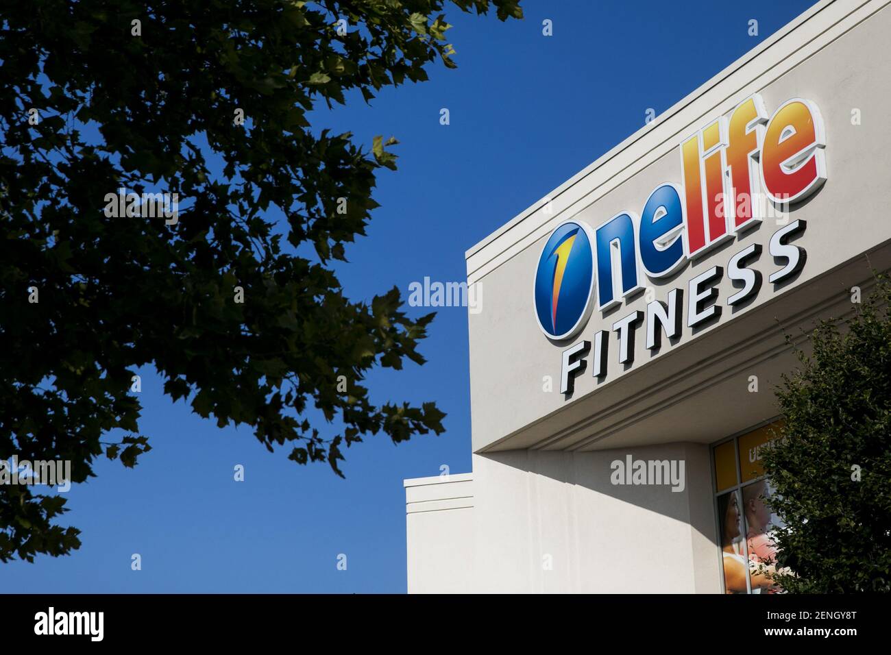 A logo sign outside of a Onelife Fitness location in Hagerstown ...