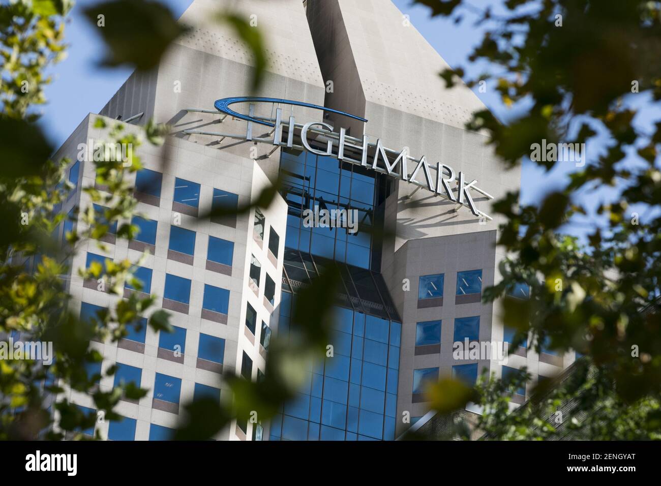 A logo sign outside of the headquarters of Highmark in Pittsburgh ...