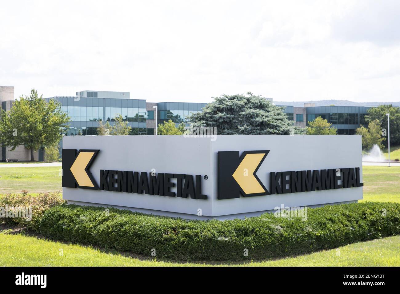 A logo sign outside of the headquarters of Kennametal in Latrobe ...