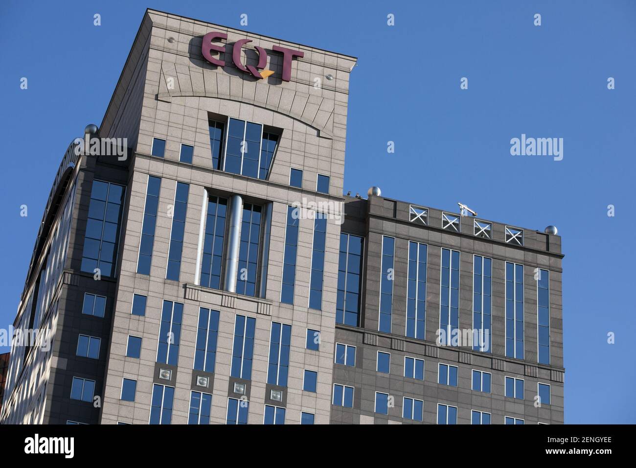 A logo sign outside of the headquarters of the EQT Corporation in ...