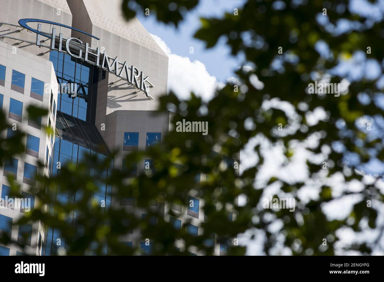 A logo sign outside of the headquarters of Highmark in Pittsburgh ...