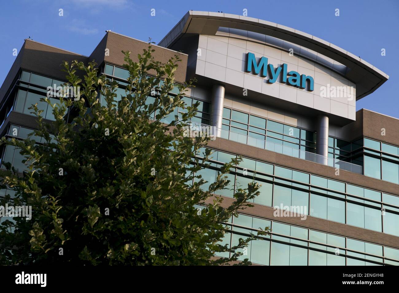 A logo sign outside of the headquarters of Mylan in Canonsburg ...