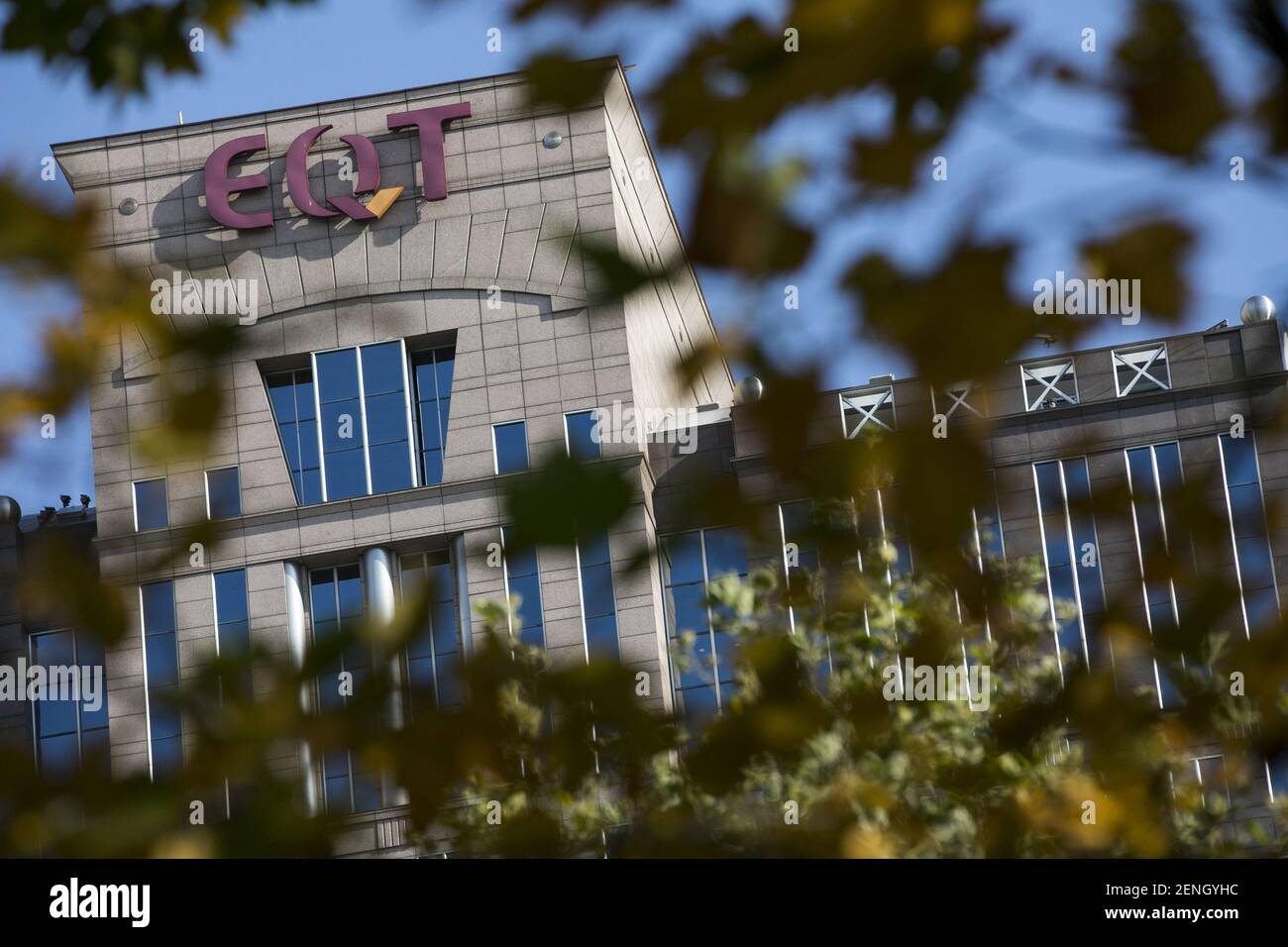 A logo sign outside of the headquarters of the EQT Corporation in ...
