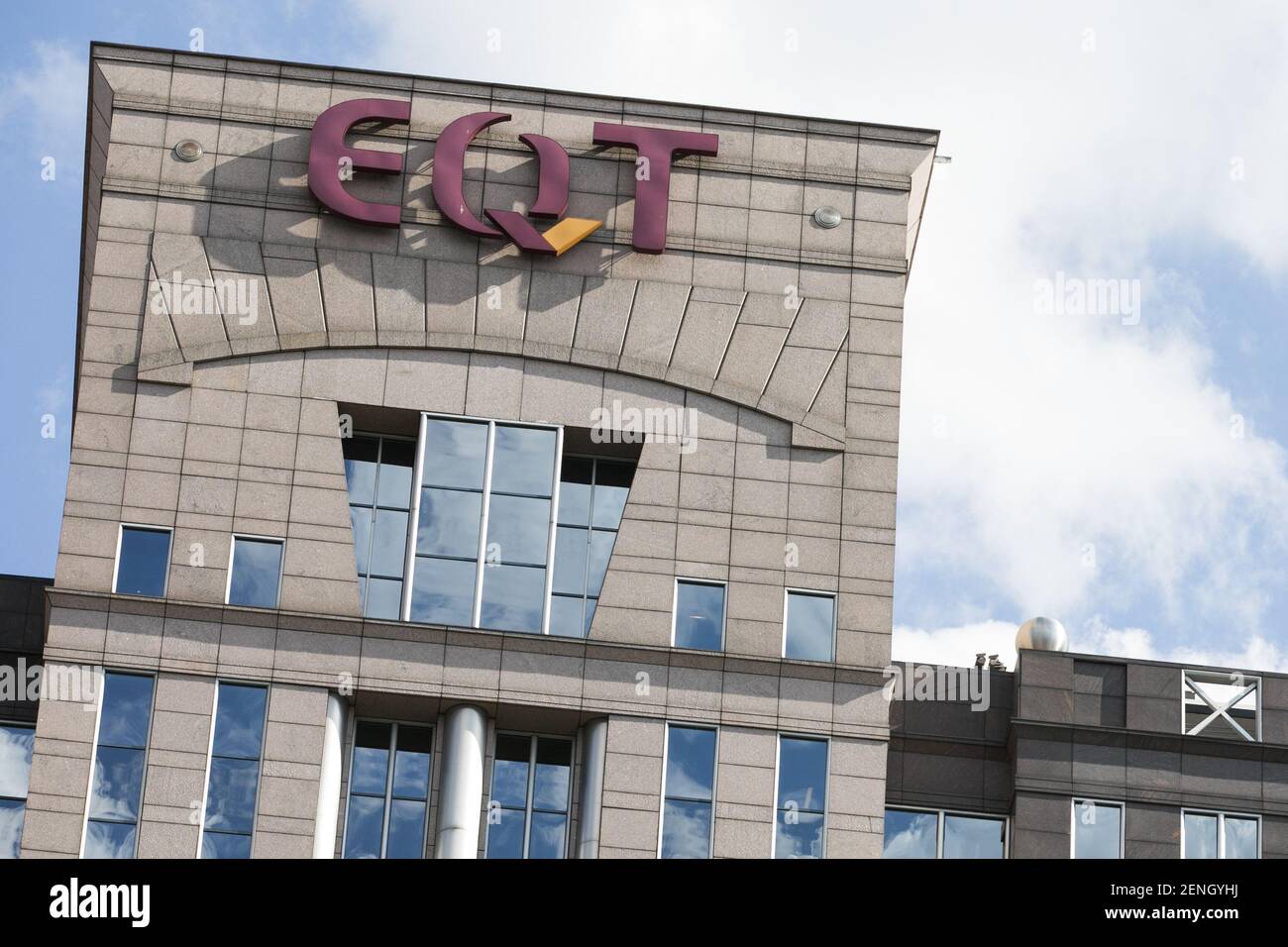 A logo sign outside of the headquarters of the EQT Corporation in ...