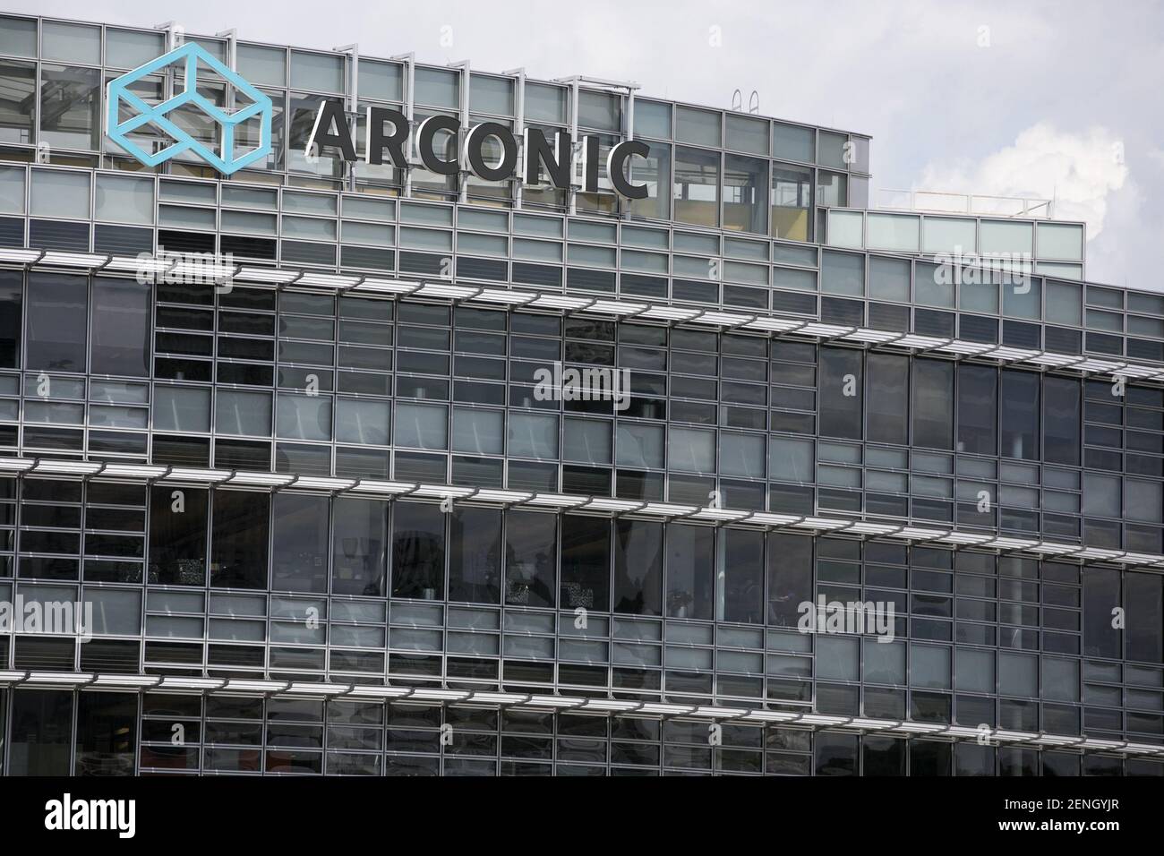 A logo sign outside of the headquarters of Arconic in Pittsburgh ...