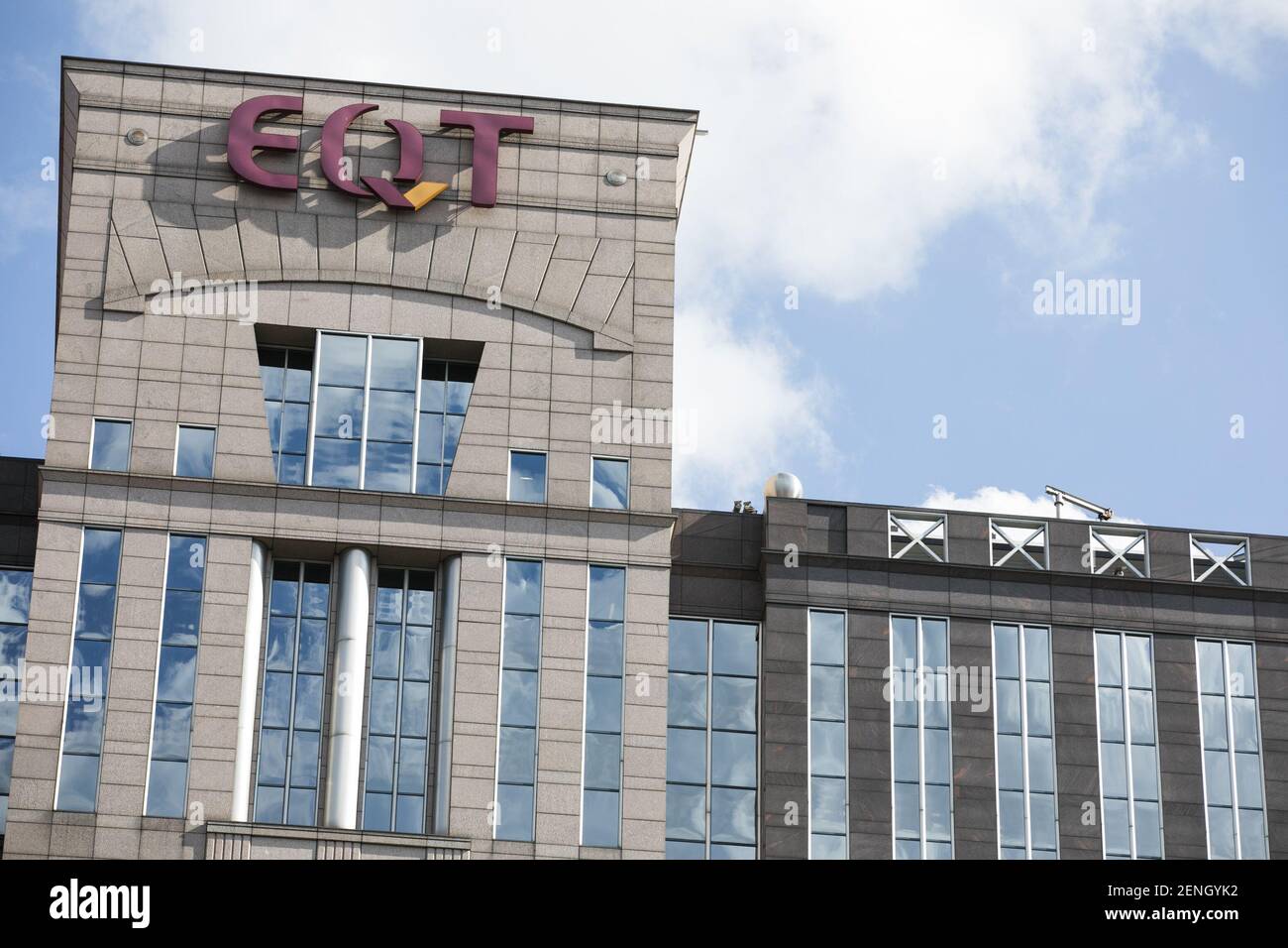 A logo sign outside of the headquarters of the EQT Corporation in ...