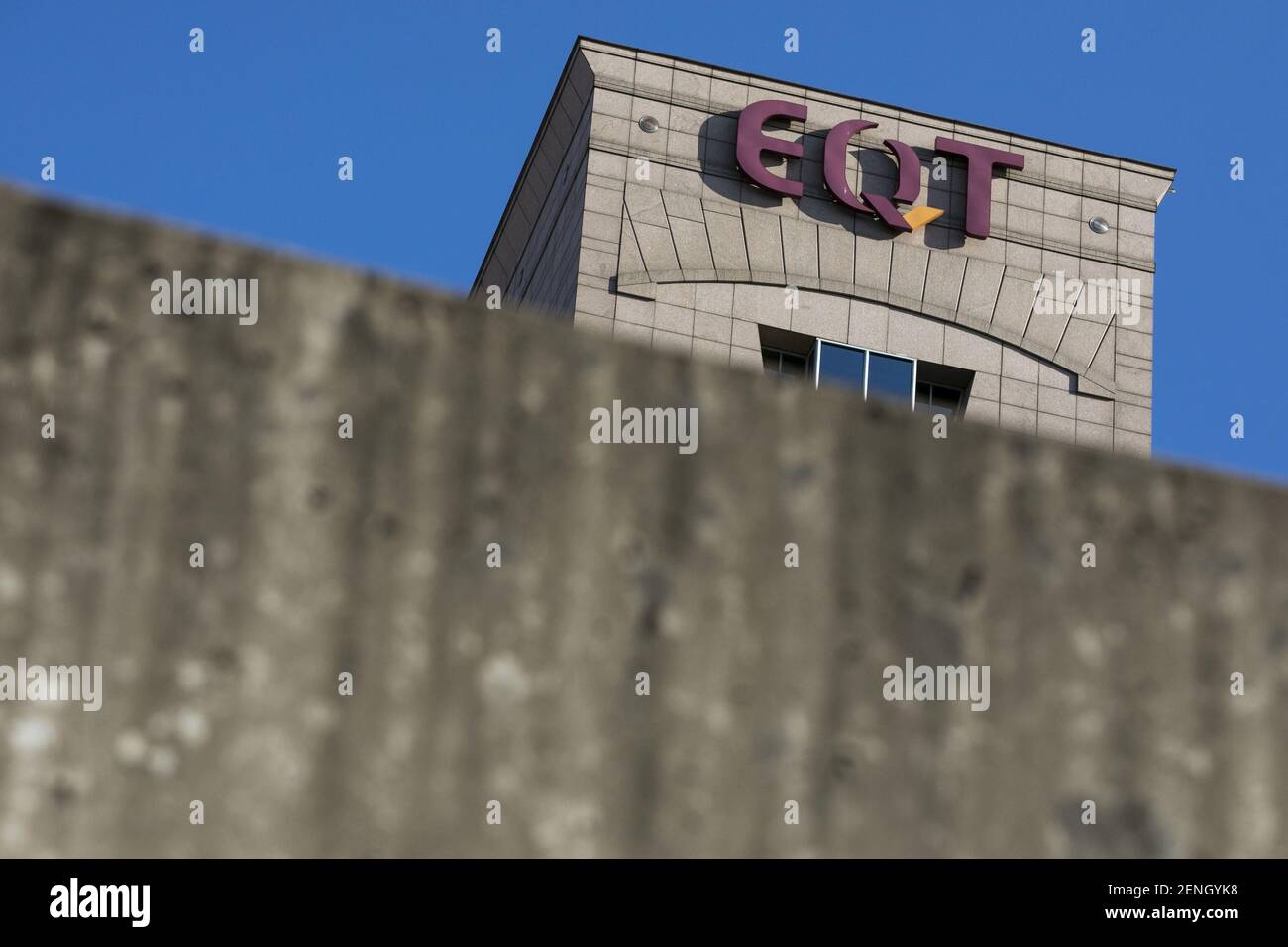 A logo sign outside of the headquarters of the EQT Corporation in ...
