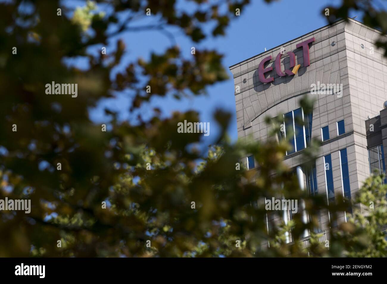 A logo sign outside of the headquarters of the EQT Corporation in ...