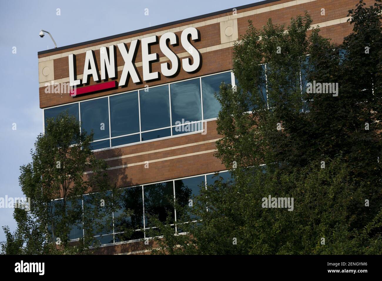 A logo sign outside of a facility occupied by Lanxess ...