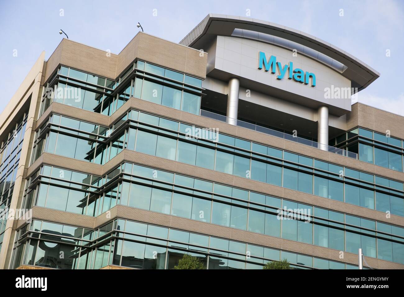 A logo sign outside of the headquarters of Mylan in Canonsburg ...