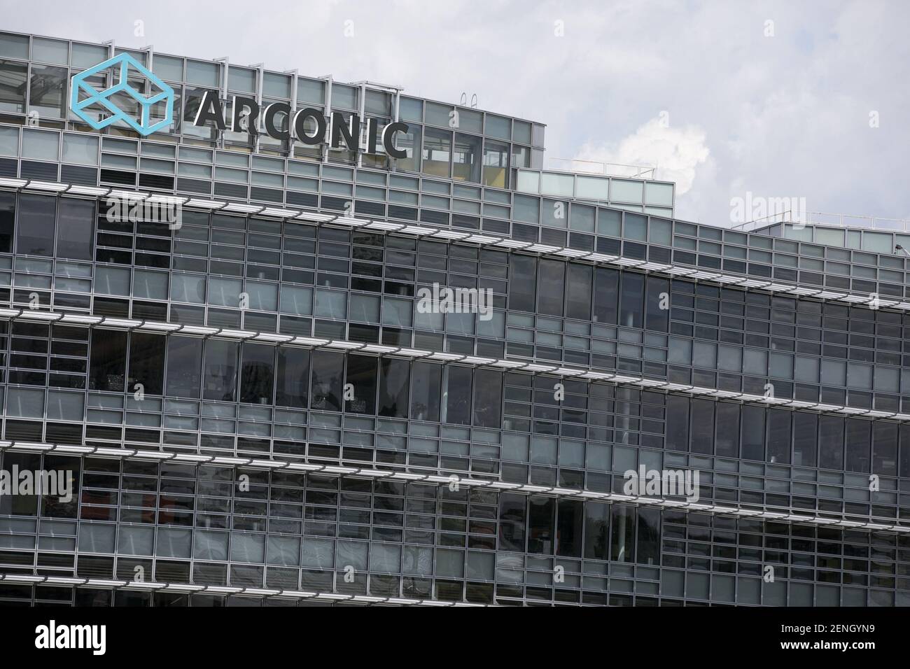 A logo sign outside of the headquarters of Arconic in Pittsburgh ...