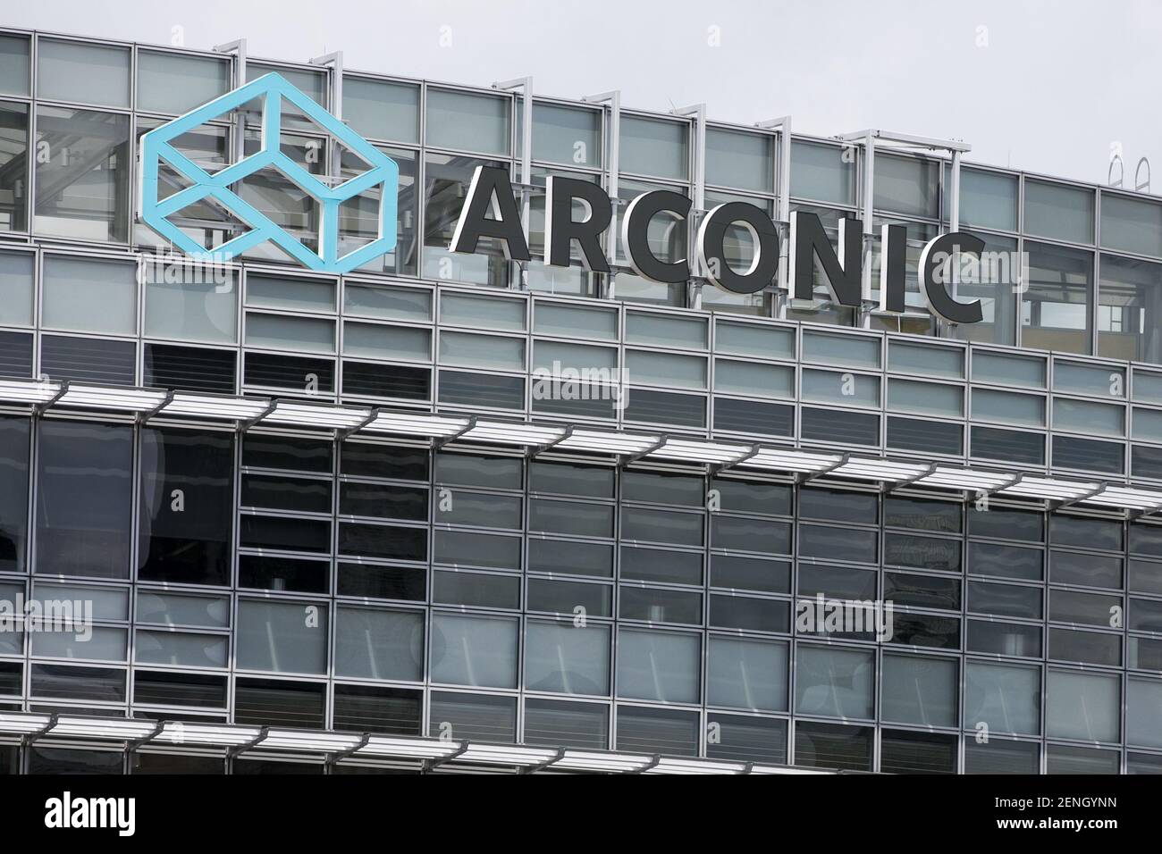 A logo sign outside of the headquarters of Arconic in Pittsburgh ...