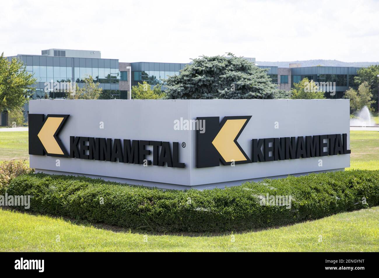A logo sign outside of the headquarters of Kennametal in Latrobe ...