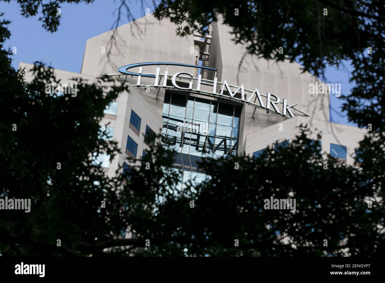 A logo sign outside of the headquarters of Highmark in Pittsburgh ...
