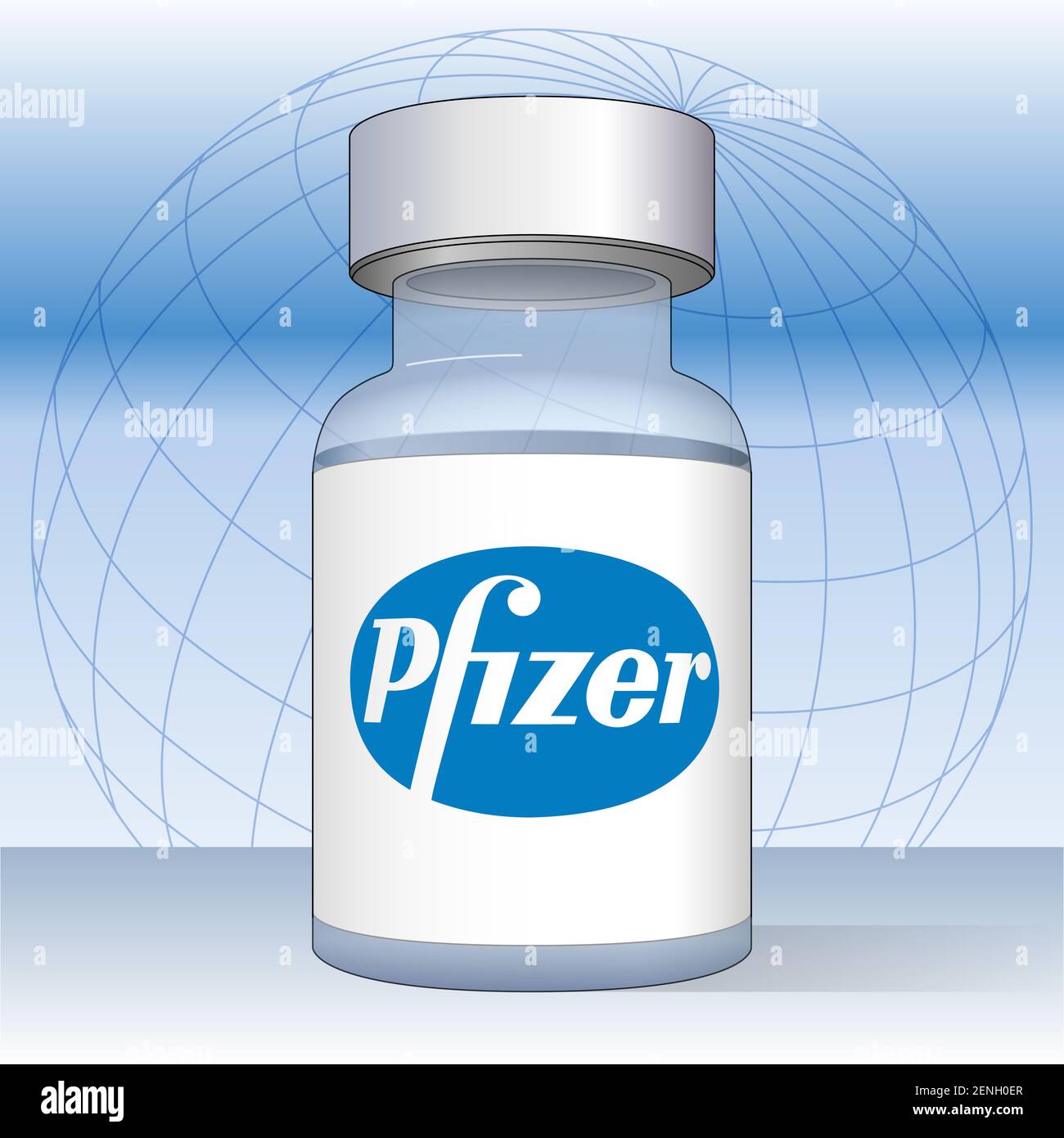 Anti Covid-19 vaccine vial with Pfizer label, vector illustration Stock ...