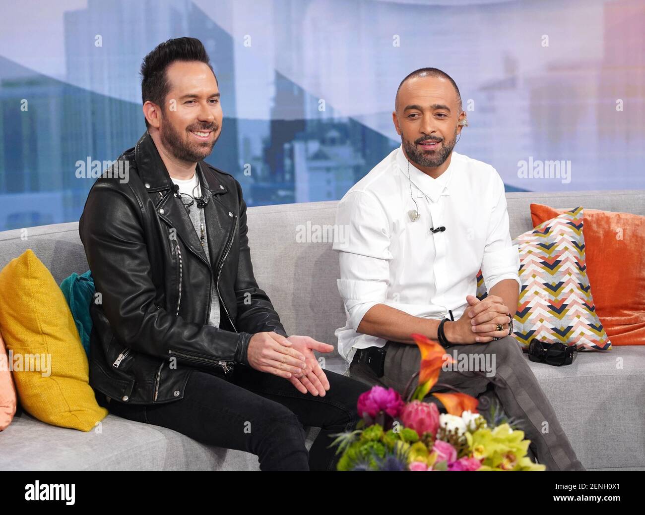 MIAMI, FL - AUG 19: Pablo Hurtado and Mario Domm of Camila are seen ...