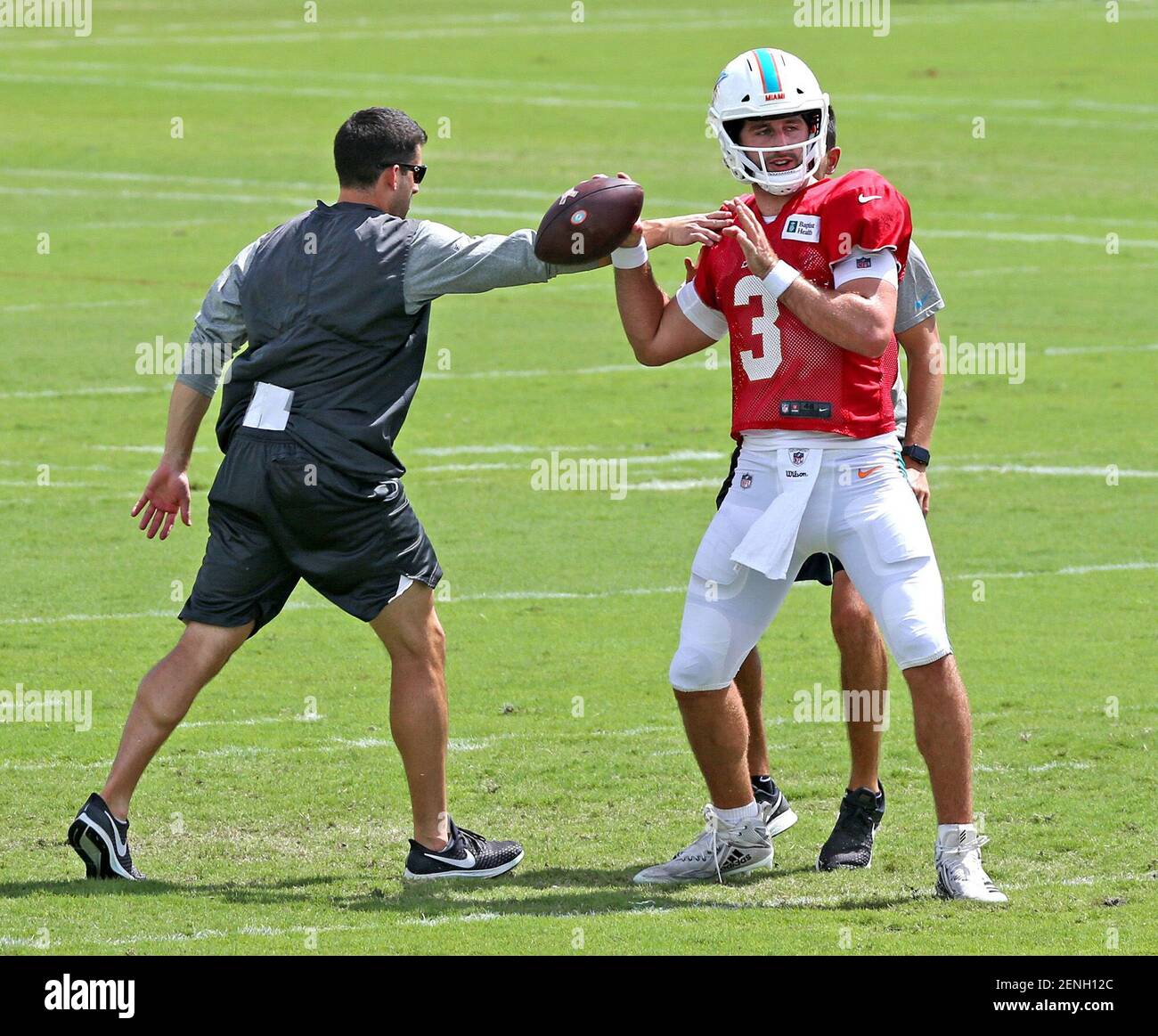 Miami Dolphins quarterback Josh Rosen (3) during a drill at their ...