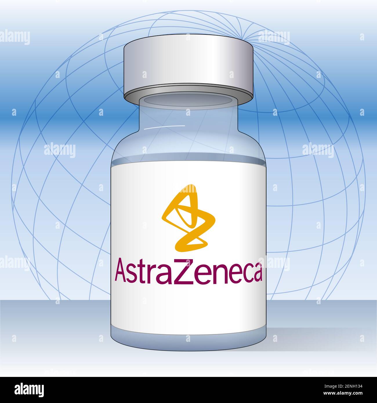 Anti Covid-19 vaccine vial with AstraZeneca label, vector illustration ...