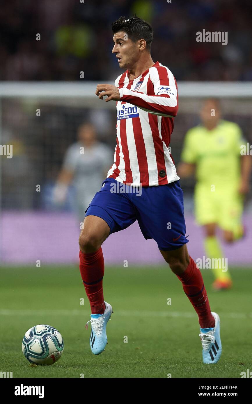 Alvaro Morata of Atletico Madrid controls the ball during the Liga ...