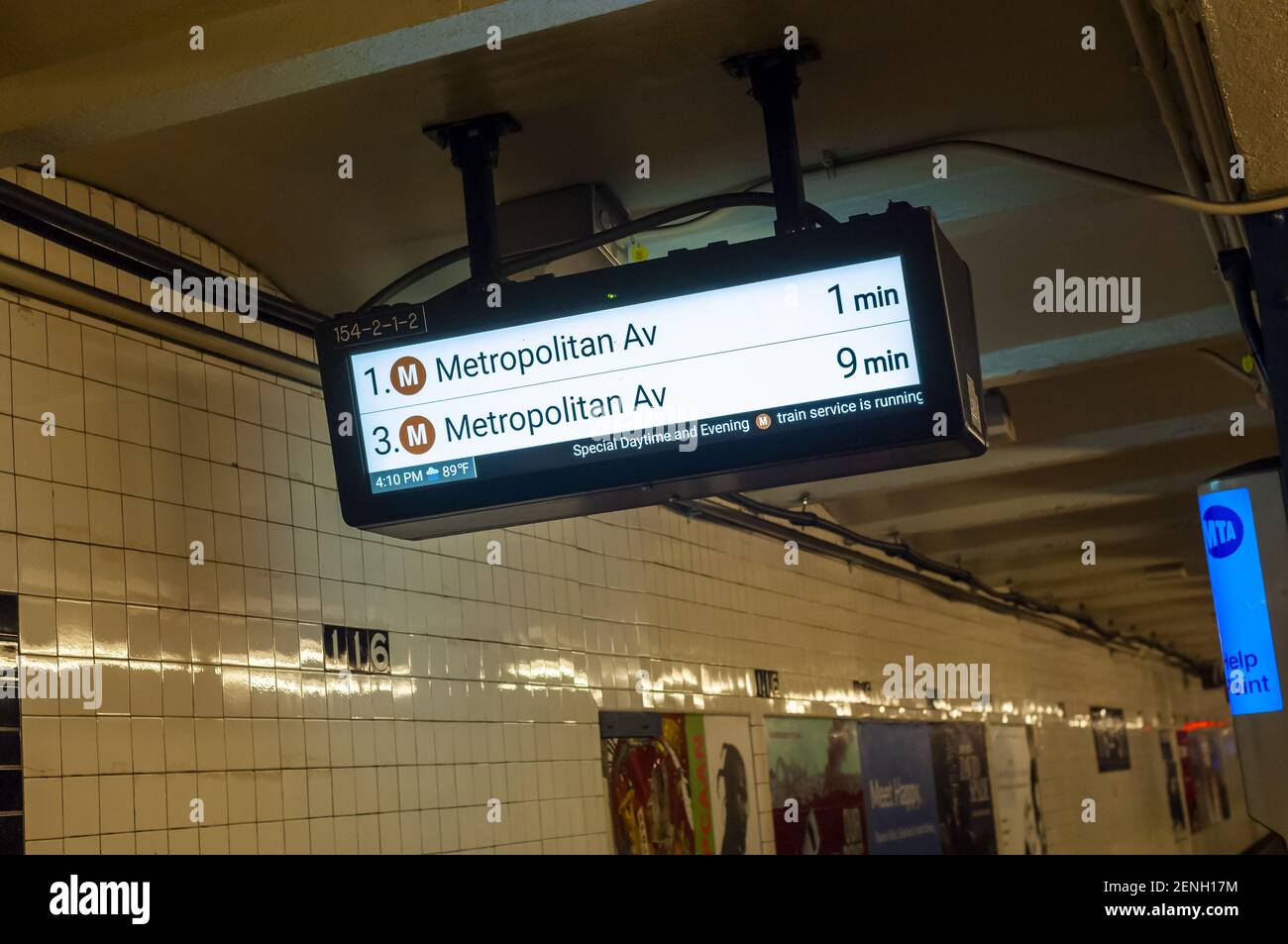 A digital countdown clock installed in the New York subway on Sunday ...