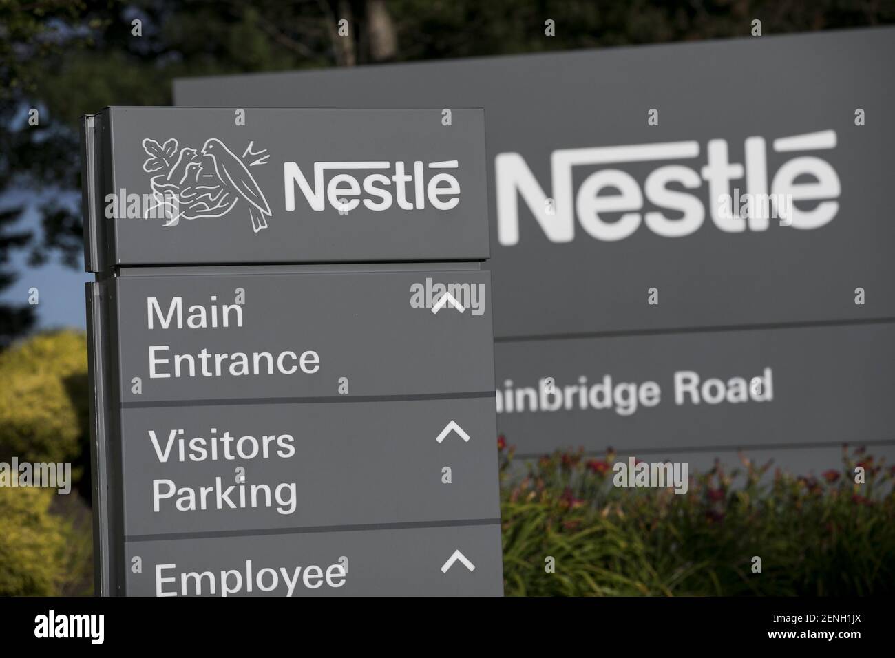 A logo sign outside of a facility occupied by Nestle in Solon, Ohio on ...