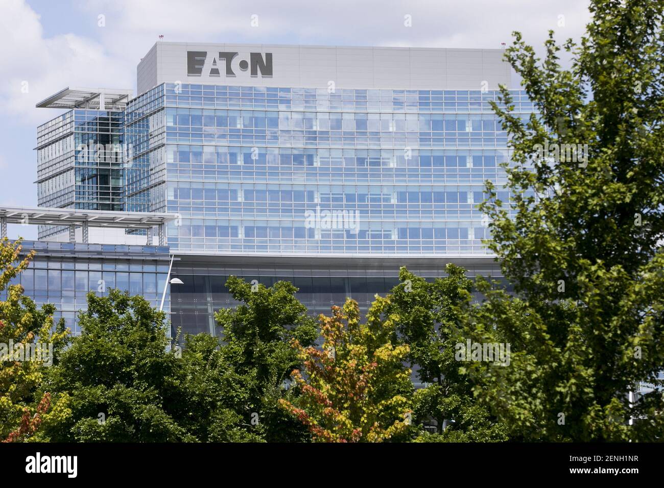 A logo sign outside of the operational headquarters of the Eaton ...