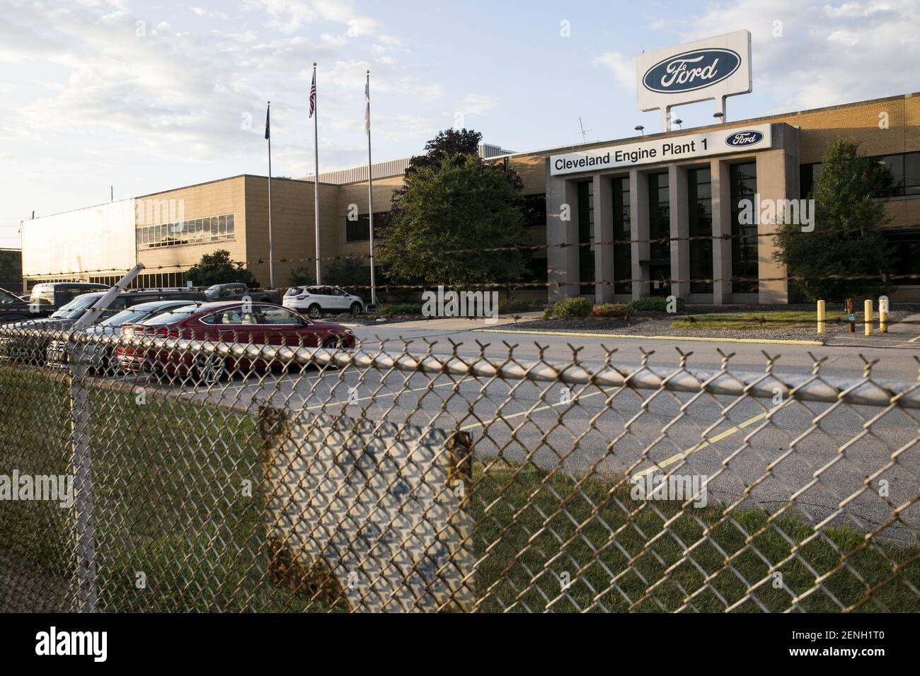 A logo sign outside of the Ford Cleveland Engine Plant in Cleveland ...
